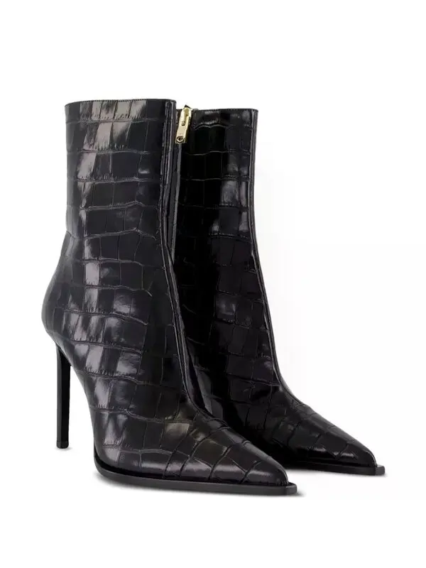 Amiri Crocodile-effect Pointed-toe Boots
