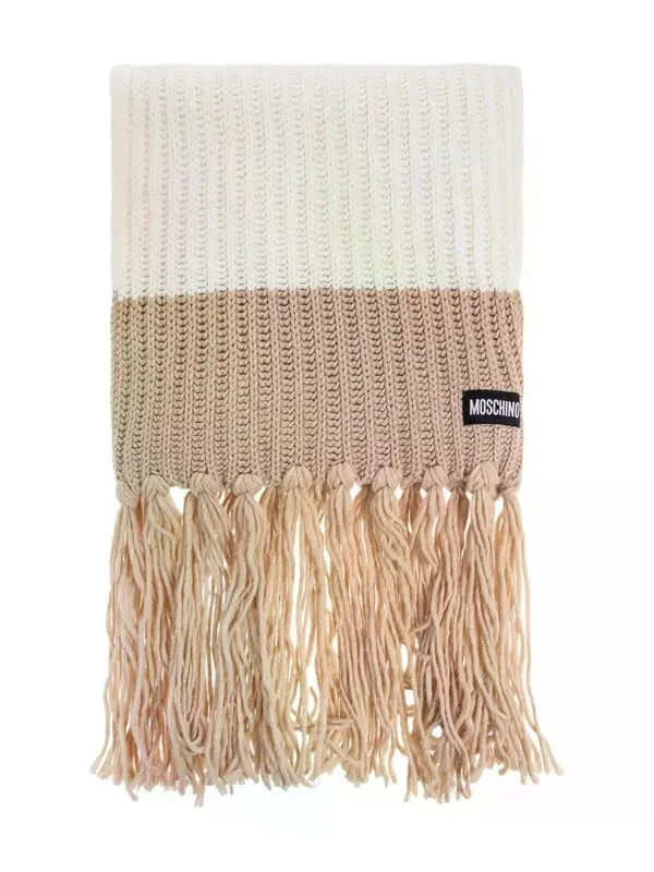 Moschino Ribbed-knit Fringed Scarf - White