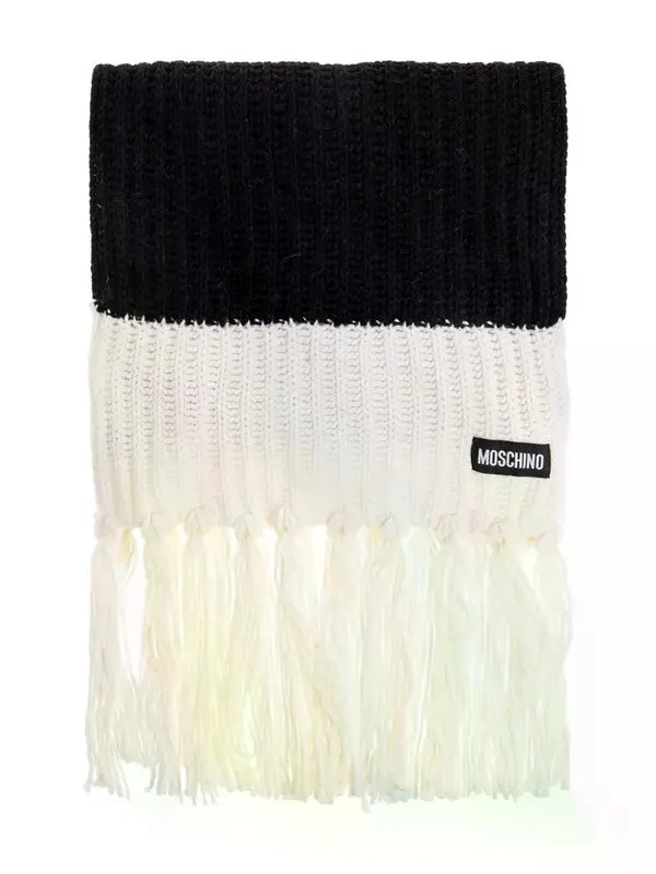 Moschino Ribbed-knit Fringe Scarf - Black