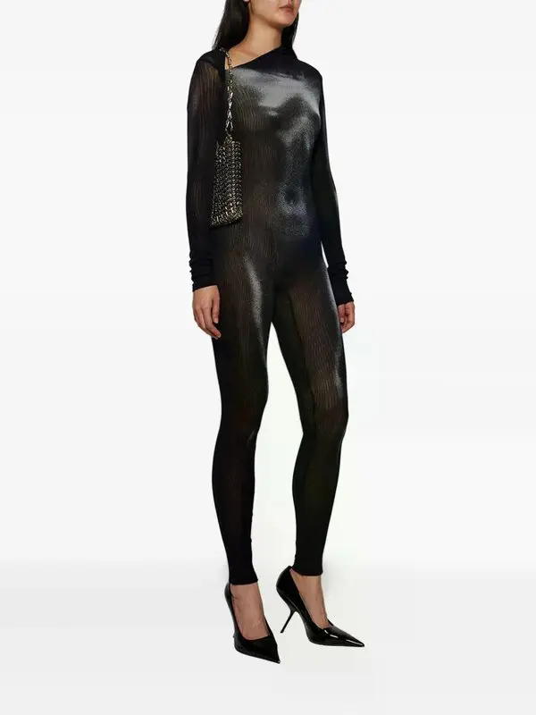 JEAN PAUL GAULTIER Asymmetric-collar Mesh Jumpsuit