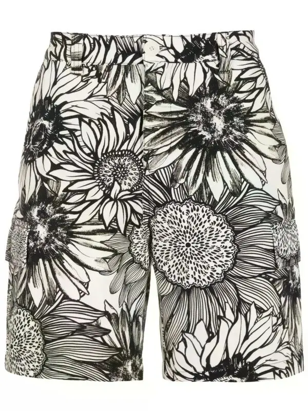 OSKLEN Sunflower Print Cargo Shorts - Black