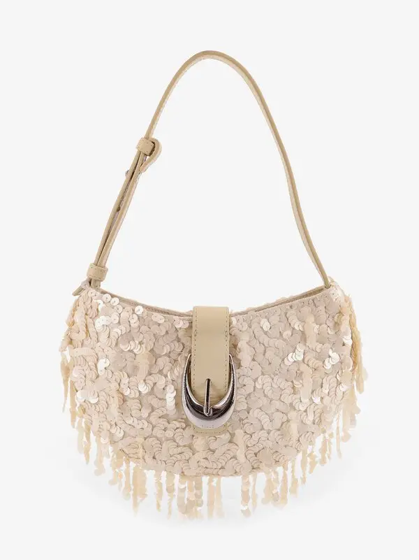 Staud Alana Sequined Shoulder Bag - White
