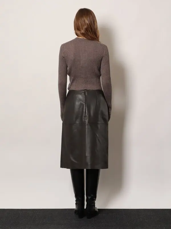 Soeur Gwen Leather Midi Skirt
