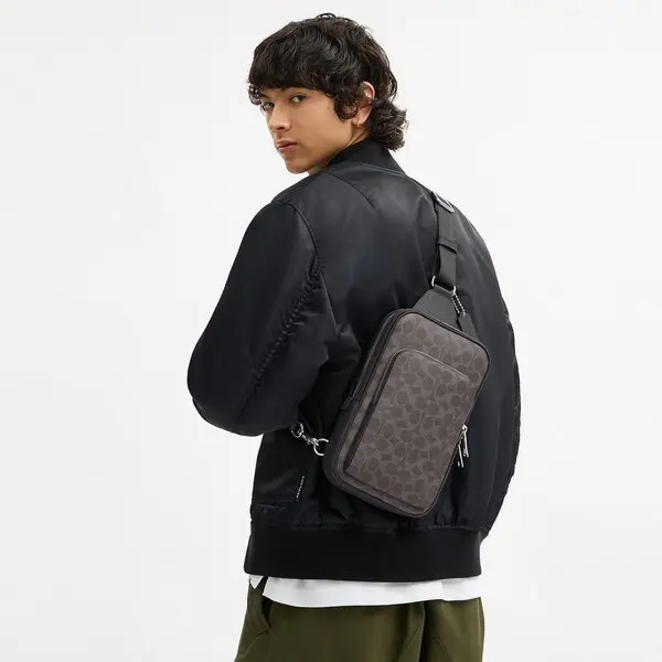 COACH Felix Sling Bag In Signature Canvas - Grey Signature
