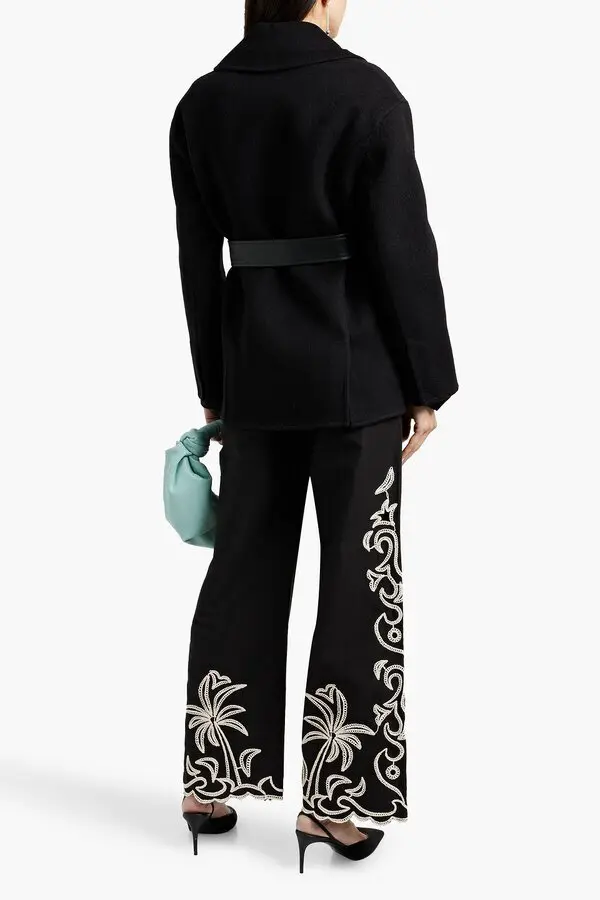 Maje Belted Wool-blend Felt Coat - Black