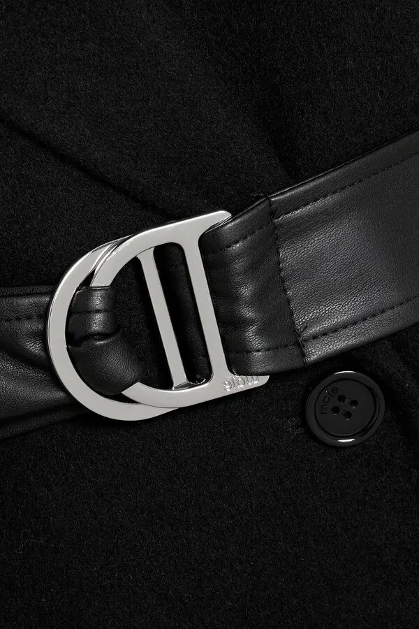 Maje Belted Wool-blend Felt Coat - Black