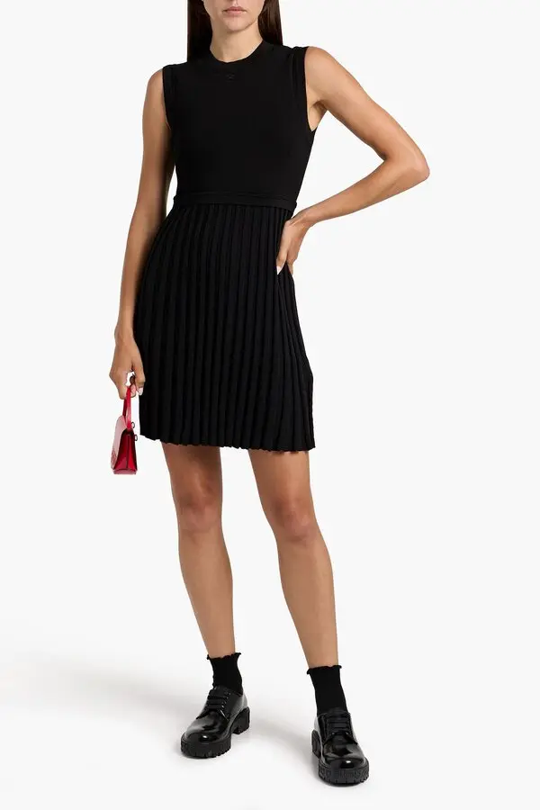 Sandro Pleated Stretch-knit Mini Dress