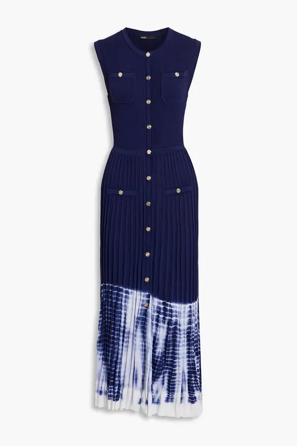 Maje Tiedye Ribbed-knit Midi Dress