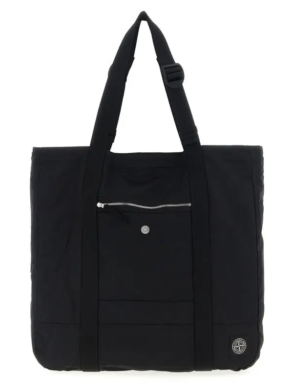 Stone Island Logo Patch Econyl® Shopping Bag - Black