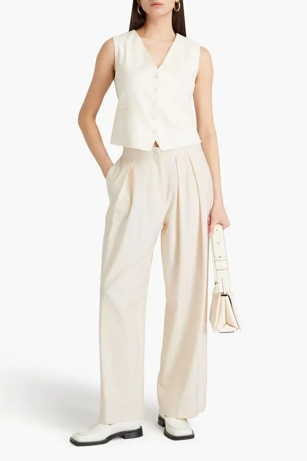 Maje Pleated Wide-leg Crepe Pants
