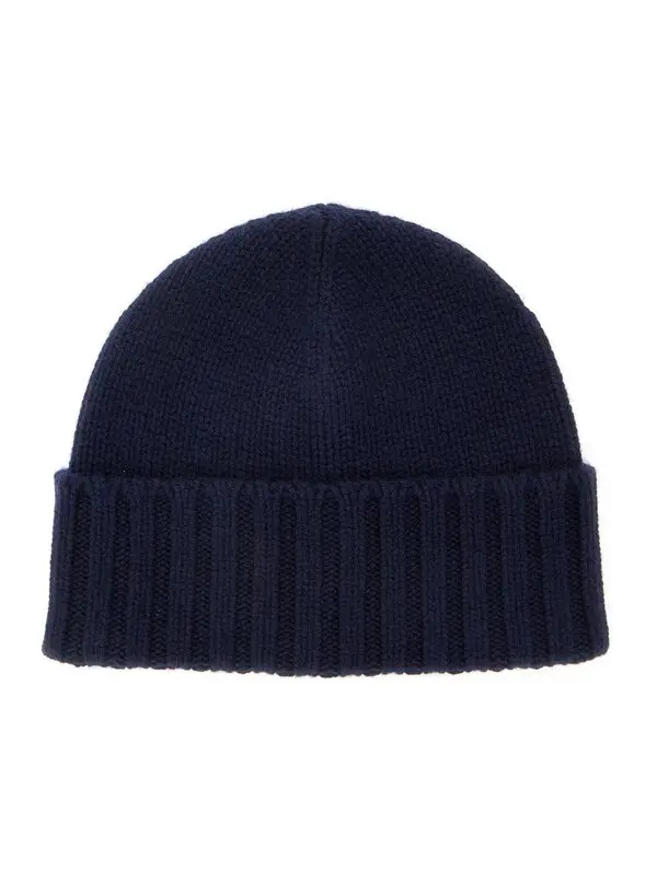 KANGRA Cashmere Ribbed Beanie - Blue