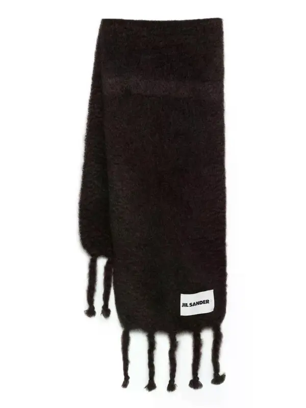 JIL SANDER Fringed Wool Scarf - Brown