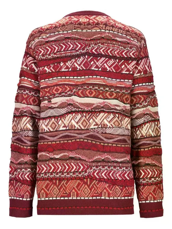 LANEUS Geometric-pattern Crew-neck Sweater - Red