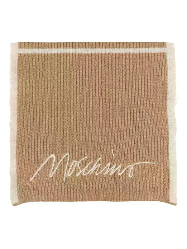 Moschino Logo-embroidered Panelled Scarf - Brown