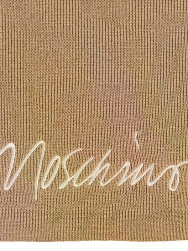 Moschino Logo-embroidered Panelled Scarf - Brown