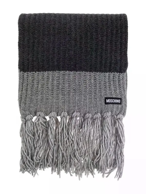 Moschino Ribbed-knit Fringed Scarf - Black