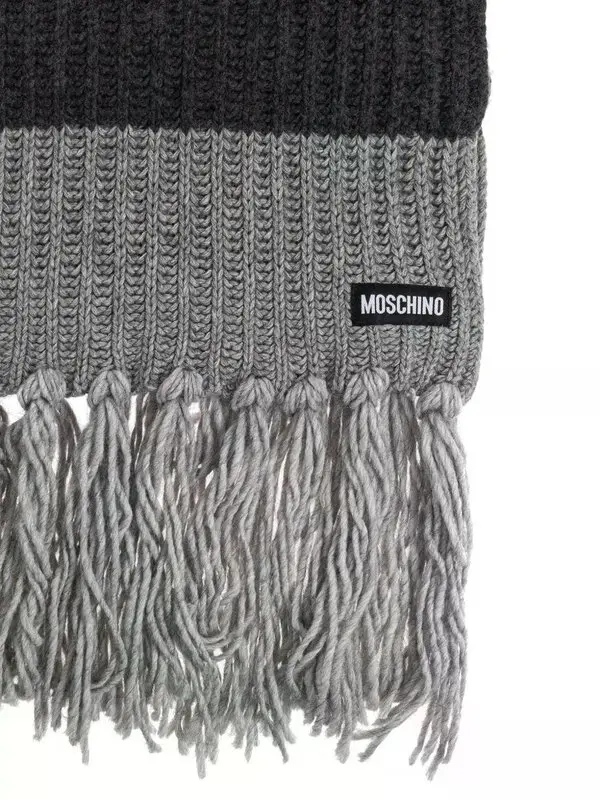 Moschino Ribbed-knit Fringed Scarf - Black