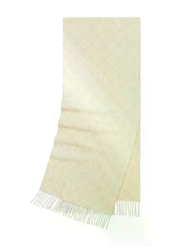 Tory Burch Monogram-pattern Fringed Scarf