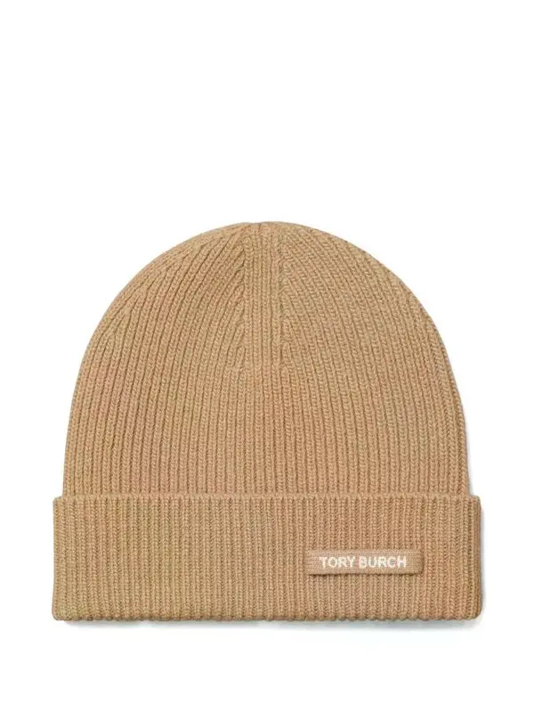 Tory Burch Ribbed Knit Beanie - Brown