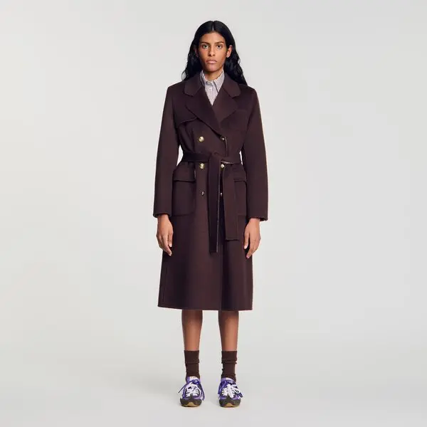 Sandro Double-faced Checked Wool Coat