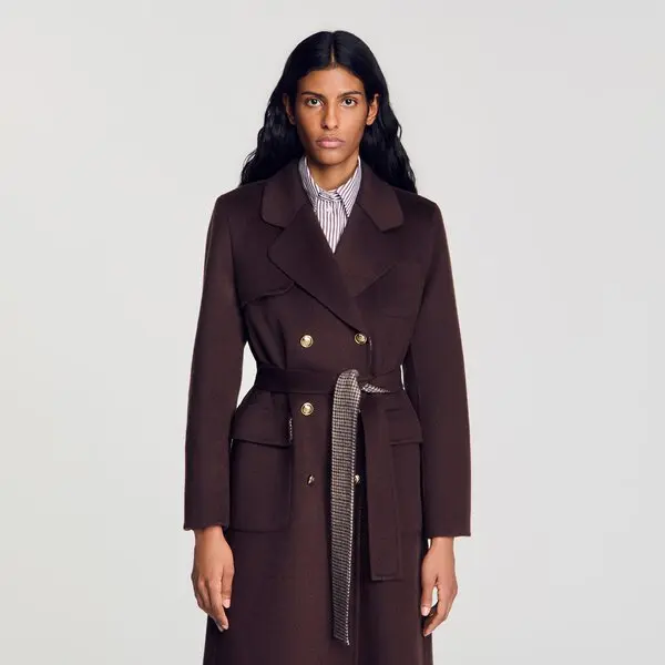 Sandro Double-faced Checked Wool Coat