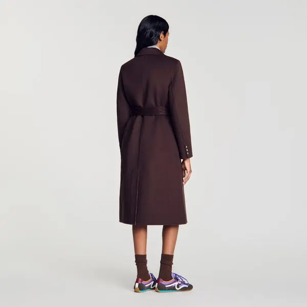 Sandro Double-faced Checked Wool Coat