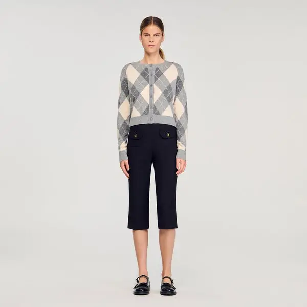 Sandro Argyle Pattern Cardigan - Grey