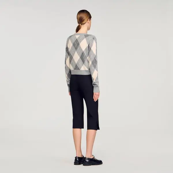 Sandro Argyle Pattern Cardigan - Grey