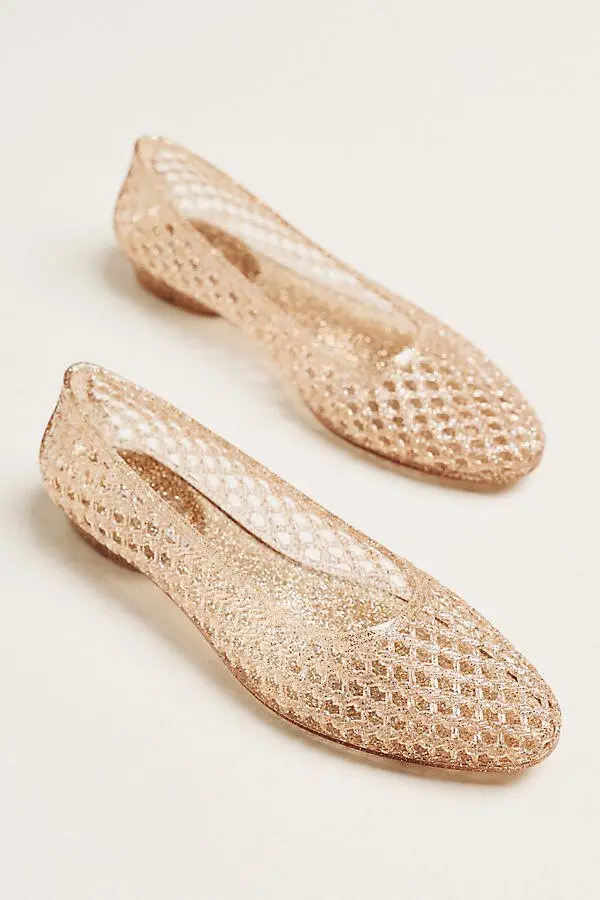 Jeffrey Campbell Jelly Ballet Flats - Champagne Glitter
