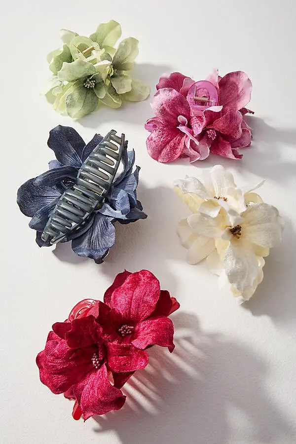 Anthropologie Flower Bloom Hair Claw Clip - Mauve