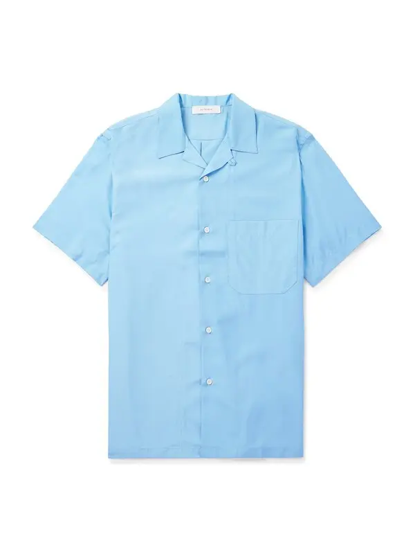 UMIT BENAN Havana Convertible-collar Silk Shirt - Blue