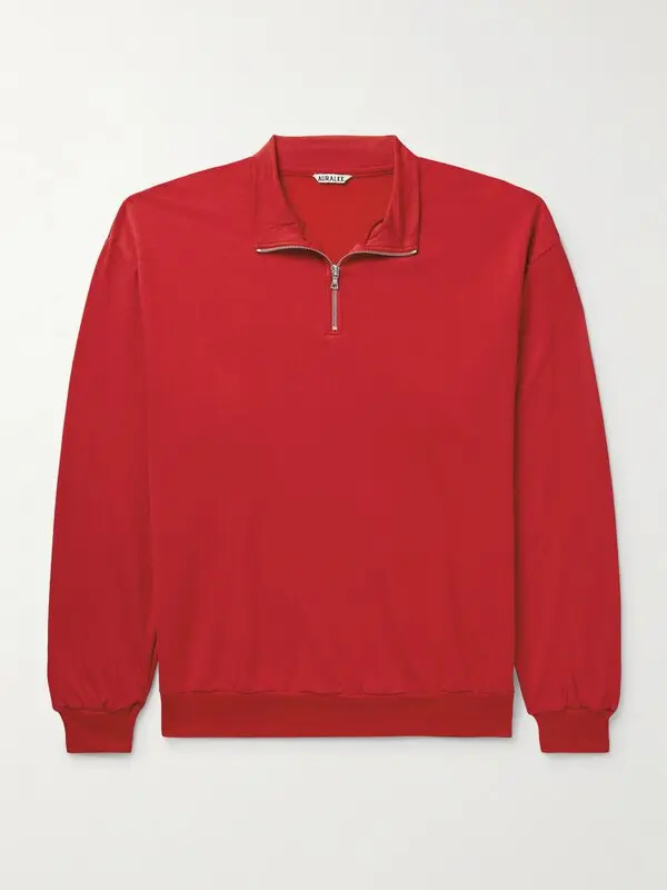 Auralee Wool-blend Jersey Half-zip Sweatshirt