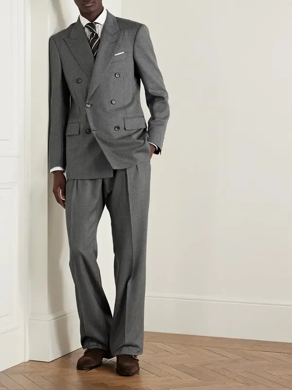 TOM FORD Double-breasted Birdseye Wool Suit Jacket
