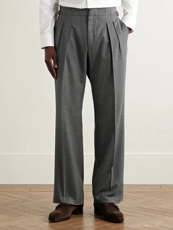 TOM FORD Straight-leg Pleated Birdseye Wool Suit Trousers - Gray
