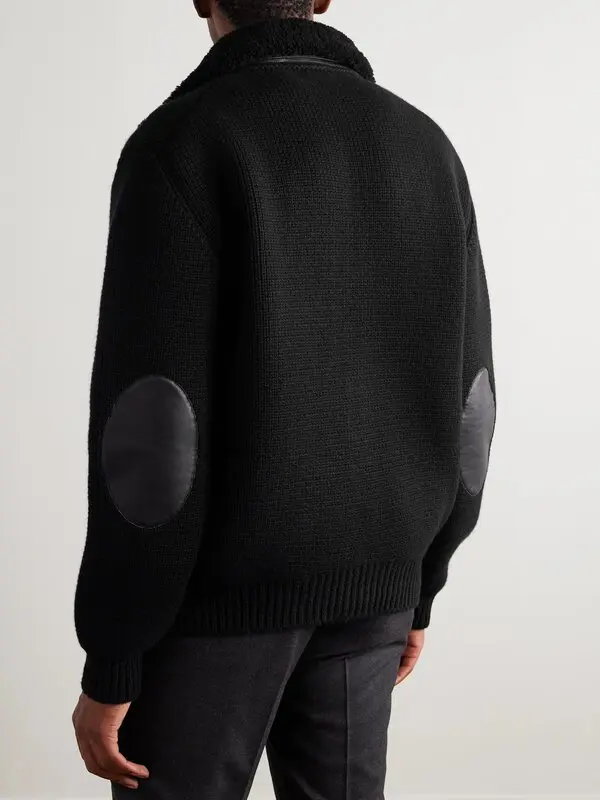 TOM FORD Bouclé-trimmed Ribbed Cashmere Cardigan