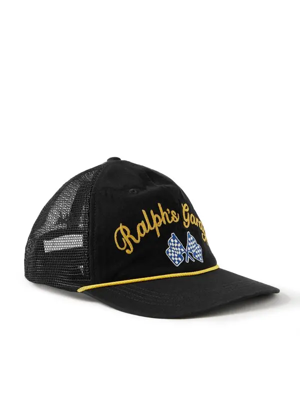 Ralph Lauren Embroidered Appliquéd Trucker Hat - Black