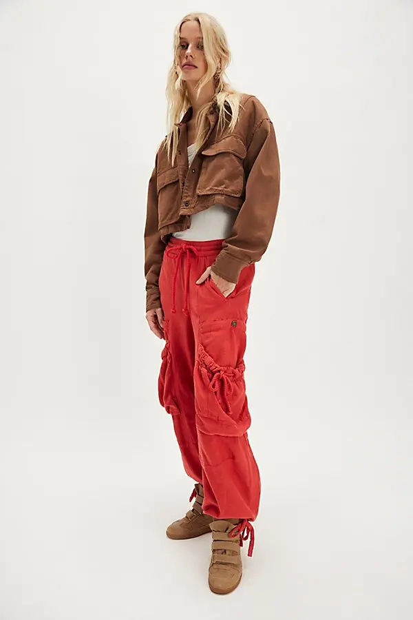 Free People Ashton Full-length Parachute Pants - Red Clay