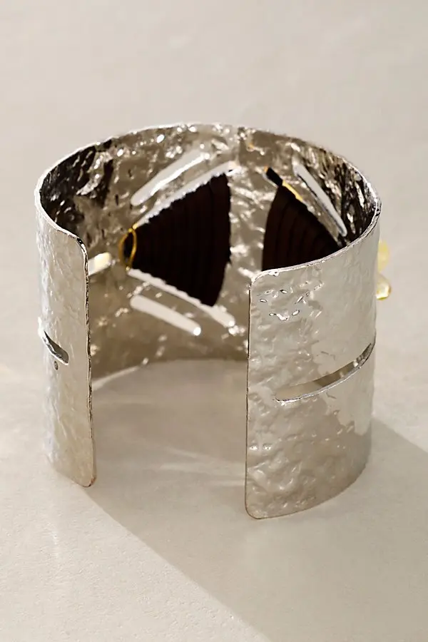 Free People Ariana Ost Sonya Stone Cuff - Citrine/silver