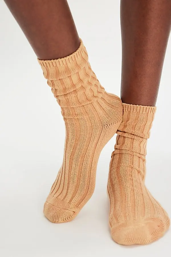 Free People Overdyed Trouser Socks - Biscuit