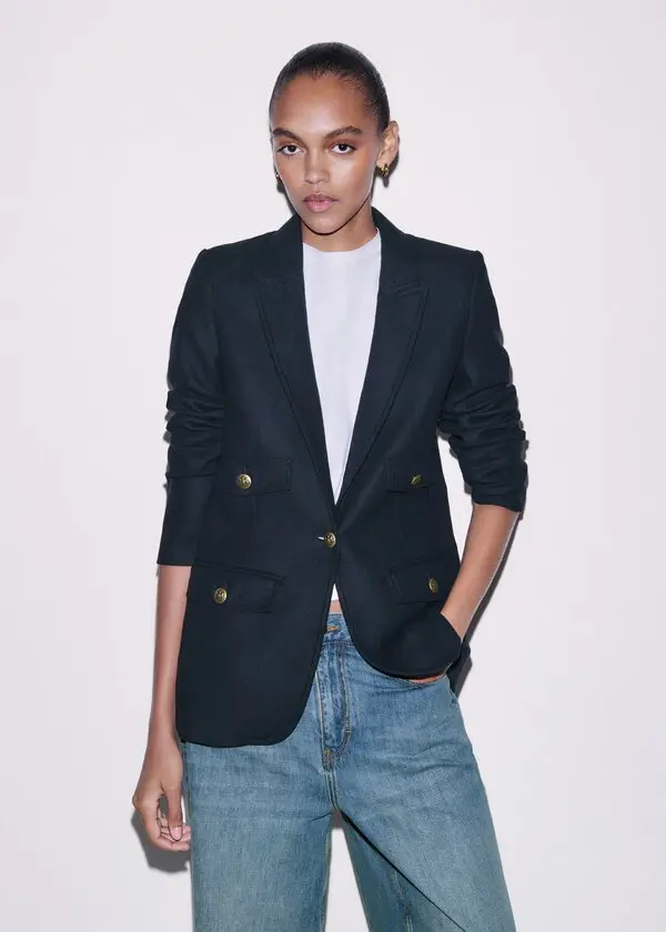ME+EM Twill Sharp Shoulder Blazer