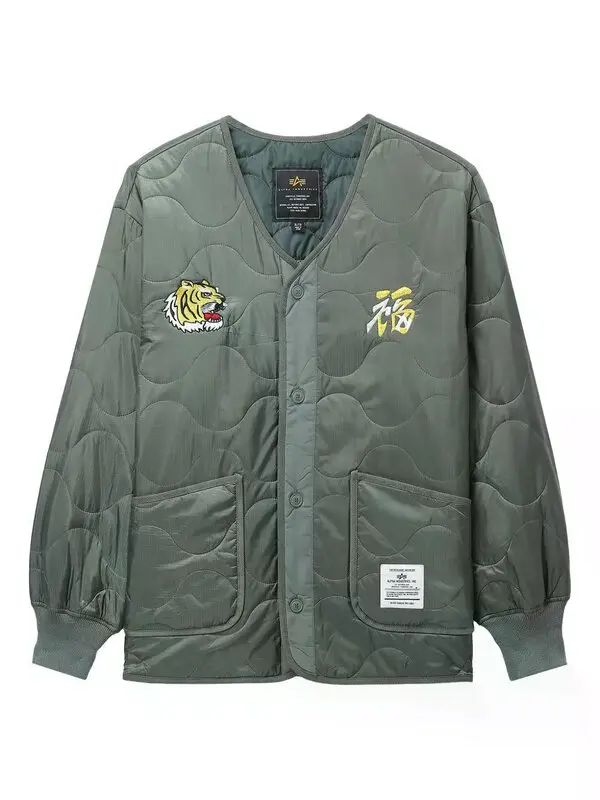 Alpha Industries Tiger-embroidered Quilted Jacket