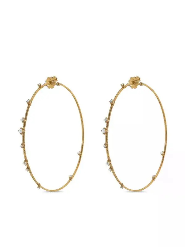 MATTIA CIELO 18k Yellow Diamond Rugiada Hoop Earrings - Gold