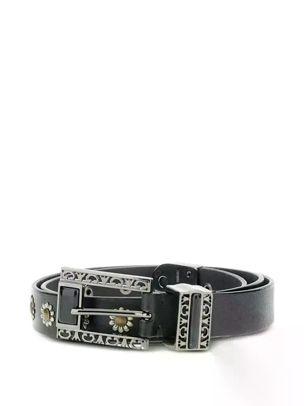 GOLDEN GOOSE Stud-embellished Leather Belt - Black
