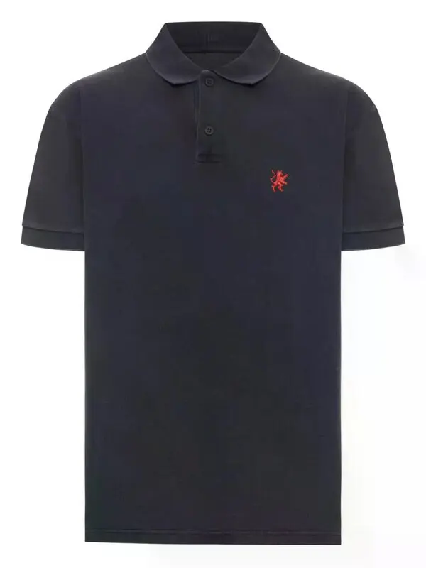 Balenciaga Lion-embroidered Piqué Polo Shirt - Black
