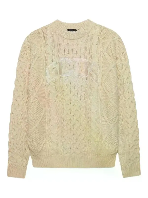 Gcds Logo-embroidered Cable-knit Sweater