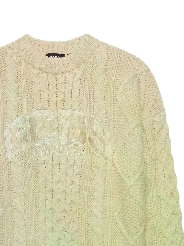 Gcds Logo-embroidered Cable-knit Sweater