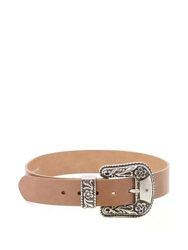 GOLDEN GOOSE Floral-buckle Leather Belt - Neutrals