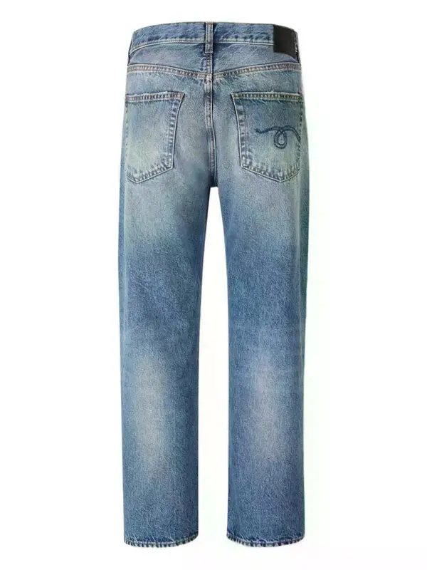 R13 Frayed Hem Straight Jeans