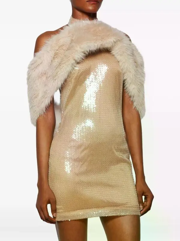 David Koma Faux-fur Sequin Mini Dress