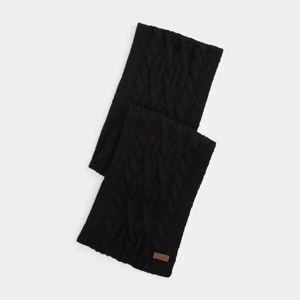 Ralph Lauren Cable-knit Wool-cashmere Scarf - Polo Black